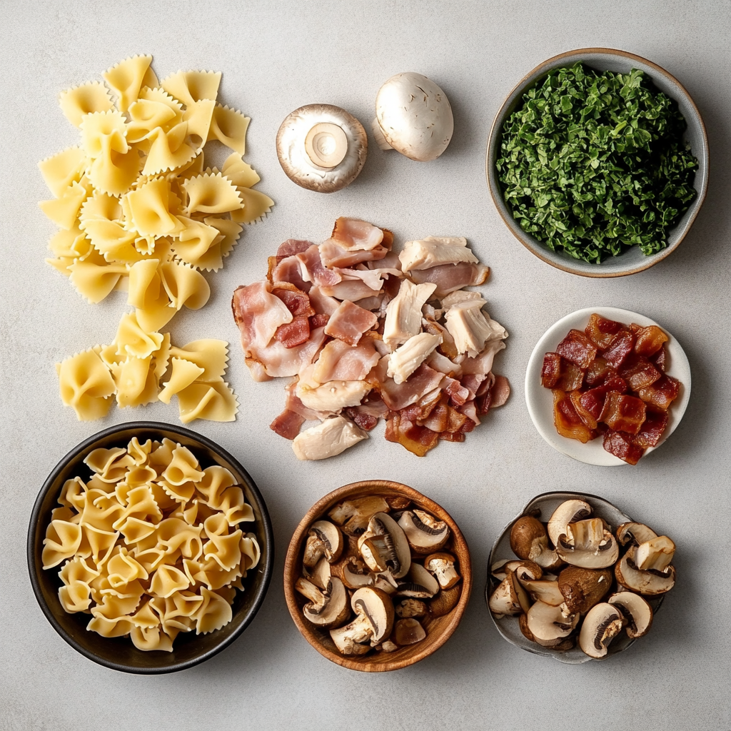 Creamy Bacon and Mushroom Chicken Pasta - thekitchengulp