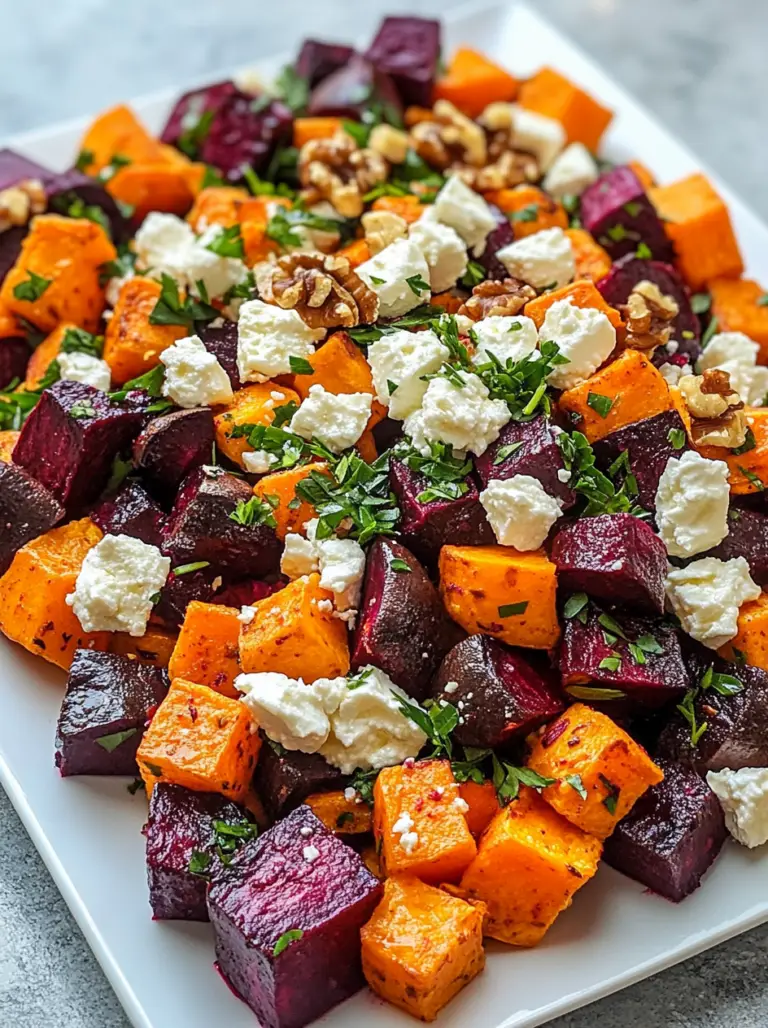 Roasted Beet and Sweet Potato Salad with Feta and Yogurt Dressing: A ...