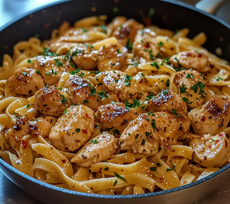 One-Pot Spicy Honey Garlic Chicken Pasta Recipe - thekitchengulp