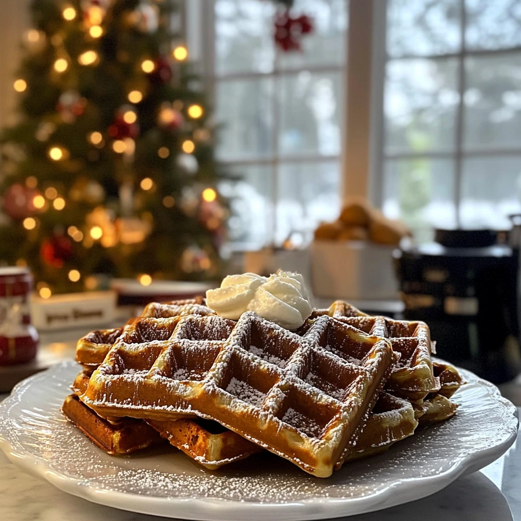Holiday Gingerbread Waffles Recipe - thekitchengulp