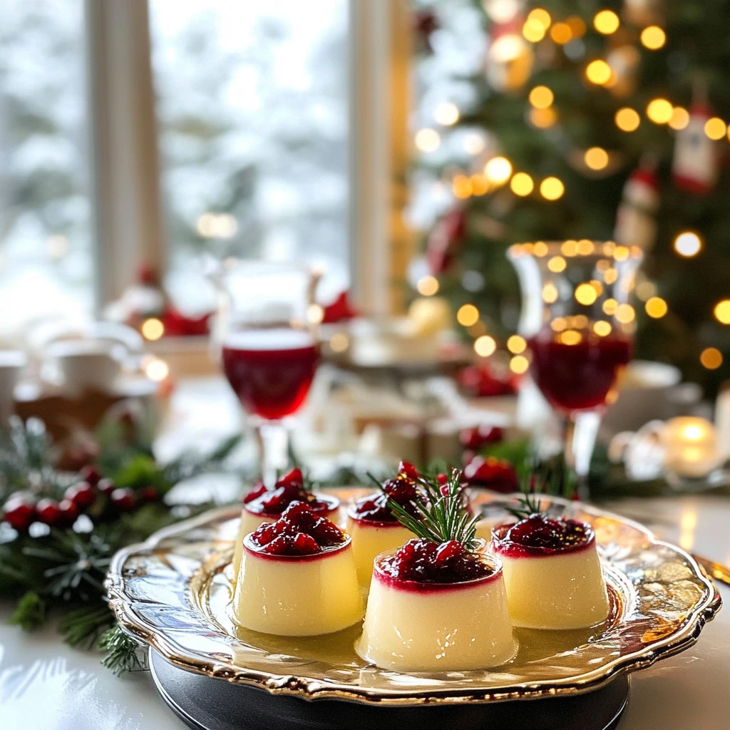 Eggnog Panna Cotta with Spiked Cranberry Sauce - thekitchengulp