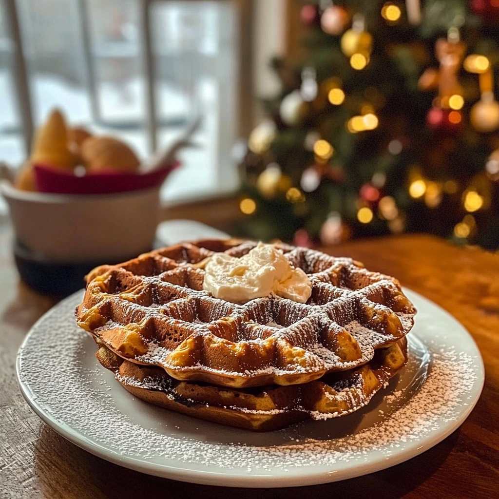 Holiday Gingerbread Waffles Recipe - thekitchengulp